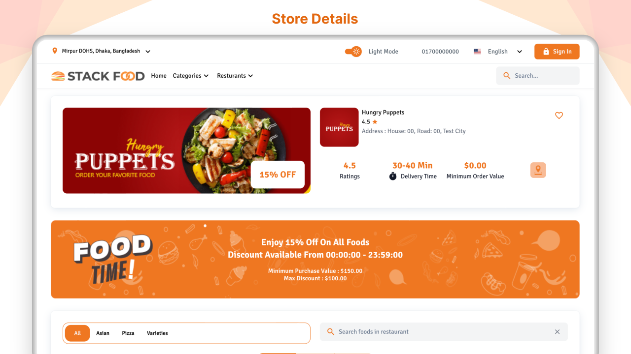 StackFood - React User Website by sixamtech | CodeCanyon
